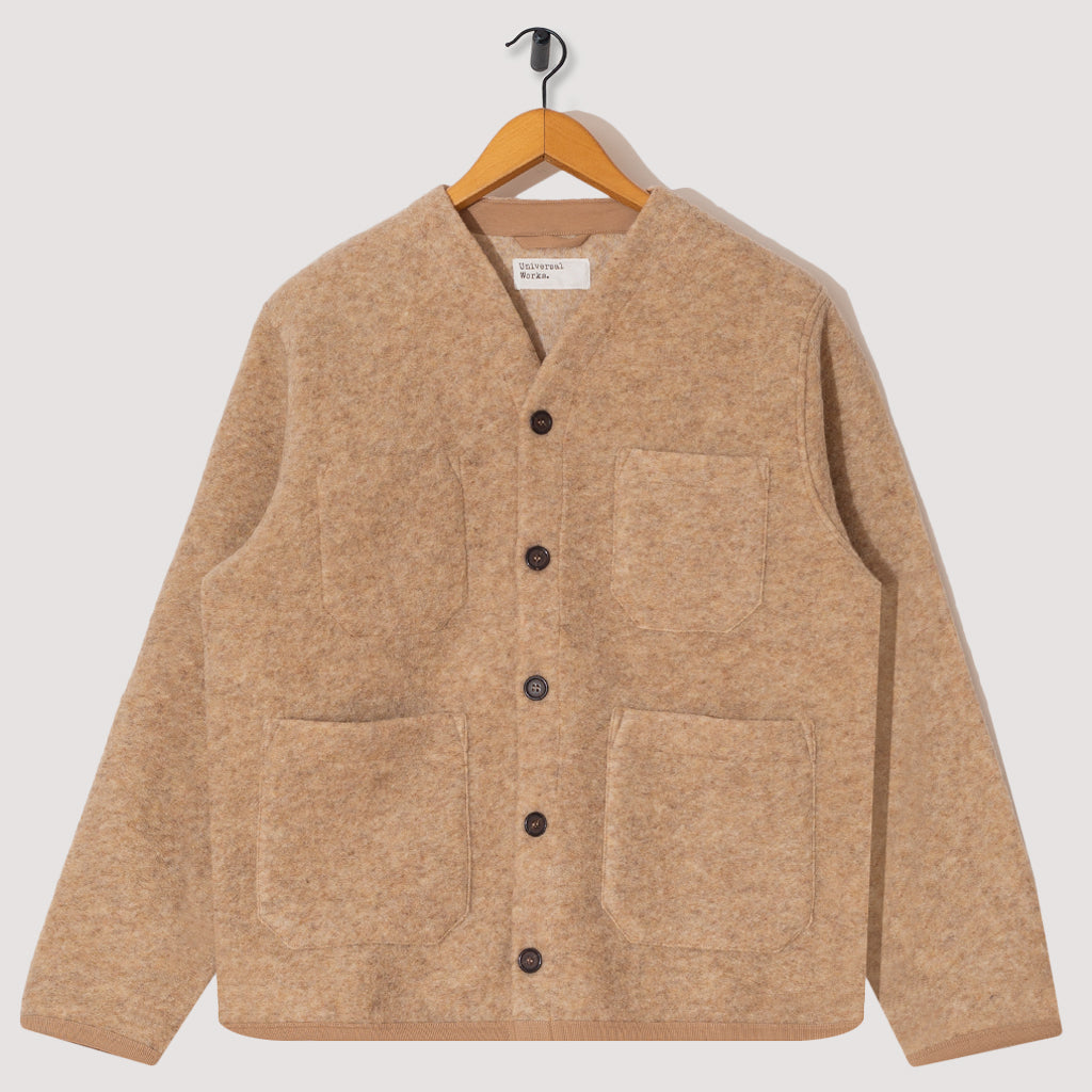 Wool Fleece Cardigan - Fawn | Universal Works | Peggs & son.